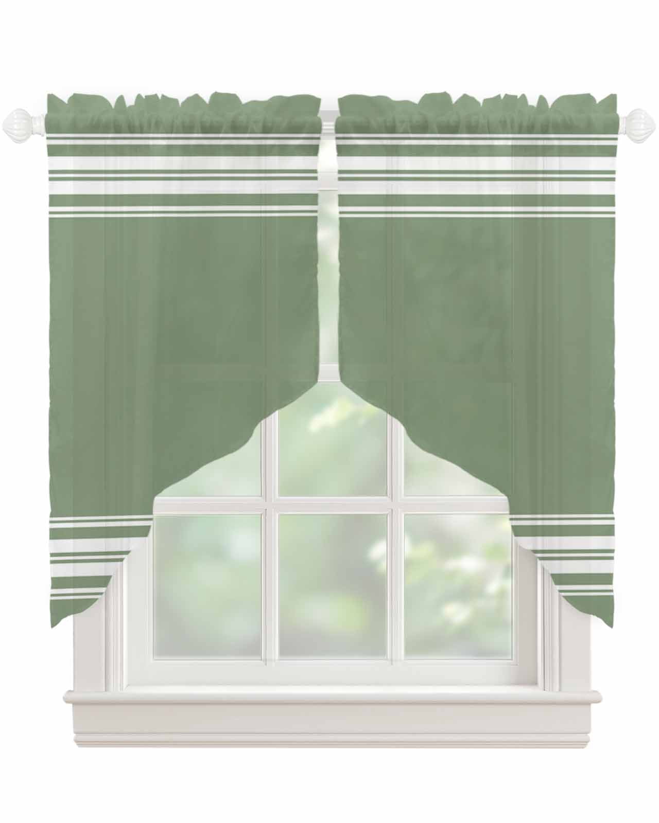 Dark Sage Green Swag Valances for Windows, Farmhouse Sage Green White ...