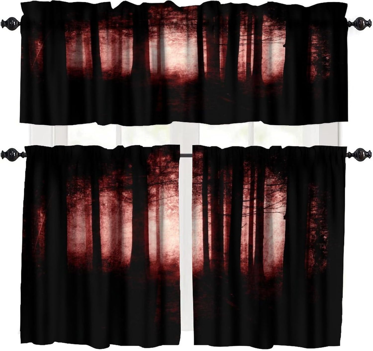 Dark Scary Forest Valance Curtain Gothic Style Horror Landscape ...