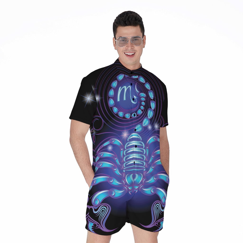 Dark Scorpio Zodiac Sign Short Sleeve Men'S Rompers, Zodiac Horoscope ...