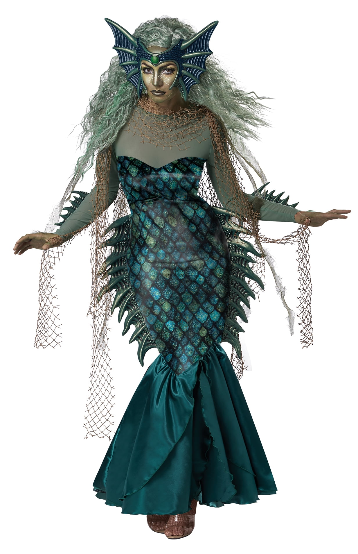 Halloween Dark Sea Siren Mermaid Women Costume