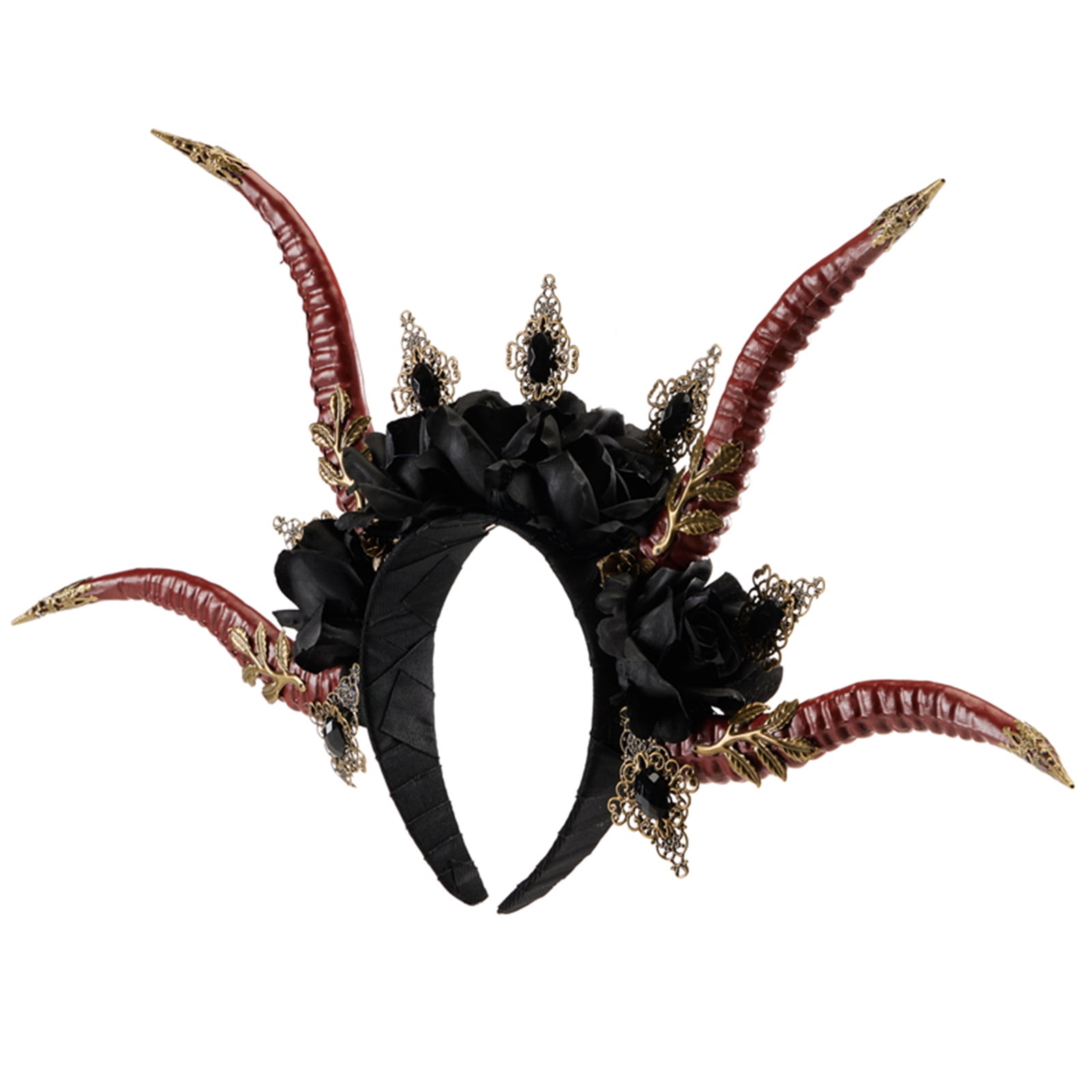Dark Series Evil Horn Headband for Halloween Black Flower Hairhoop ...