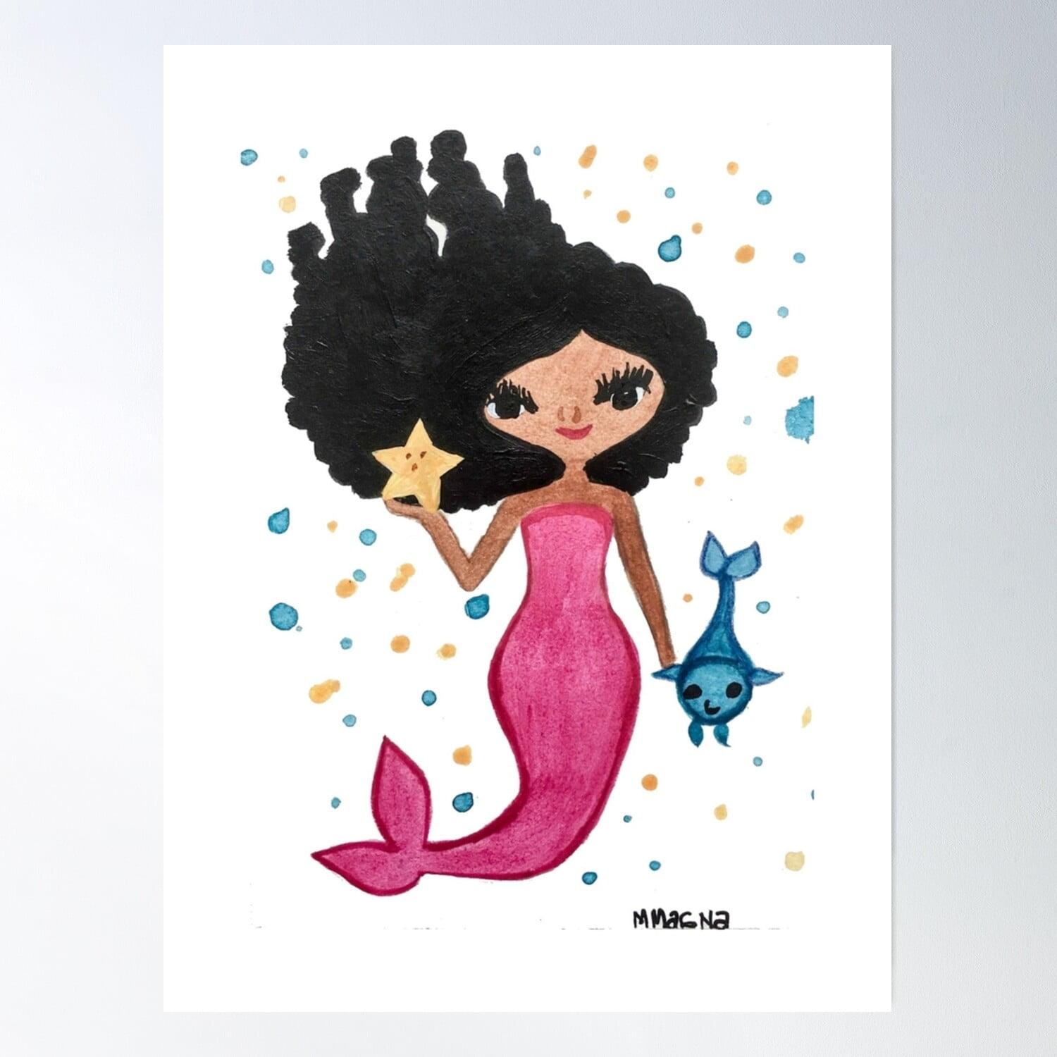 Dark Skin Mermaid Poster Wall Art, Modern Wall Decor, 16x24 UNFRAMED ...