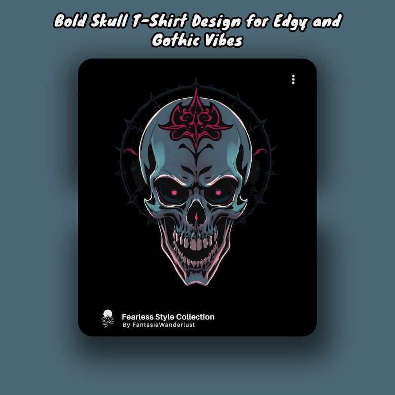 Dark Skull T-Shirt Design – Gothic and Edgy Digital Artwork for Apparel ...