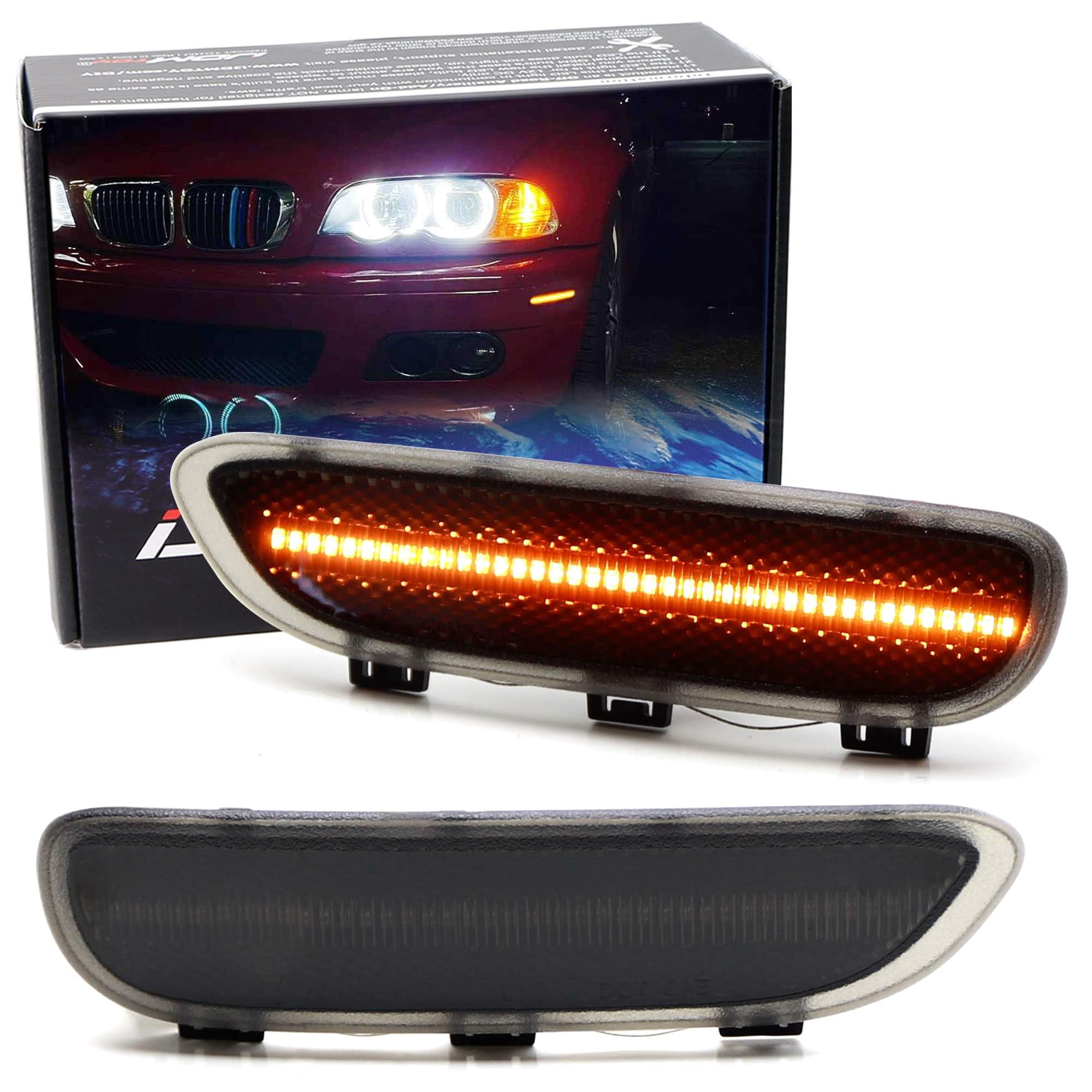 Dark Smoked Lens Amber Full LED Strip Front Bumper Reflector Replace ...
