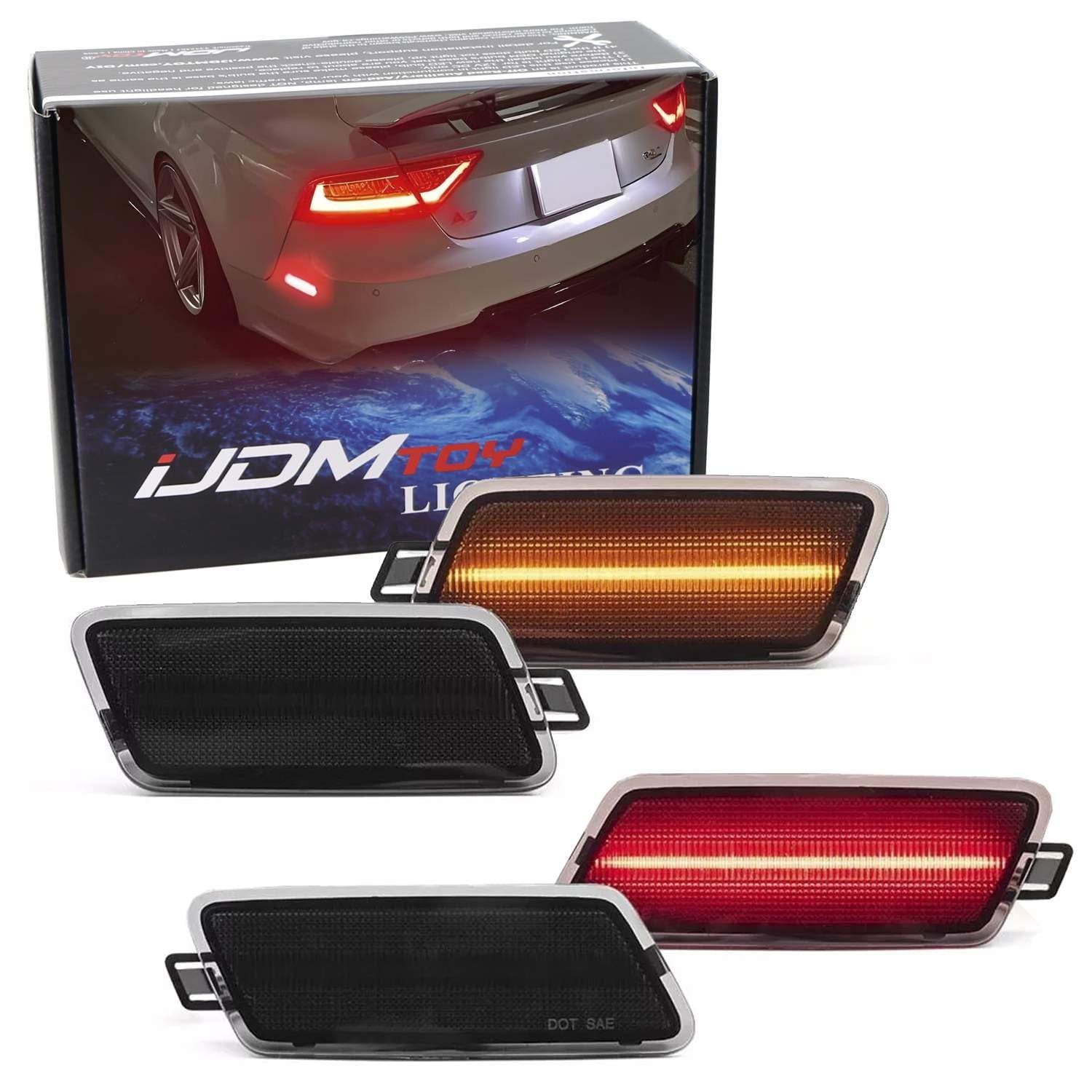 Dark Smoked Lens Amber/Red Full LED Side Marker Light Kit For 2012-2018 ...