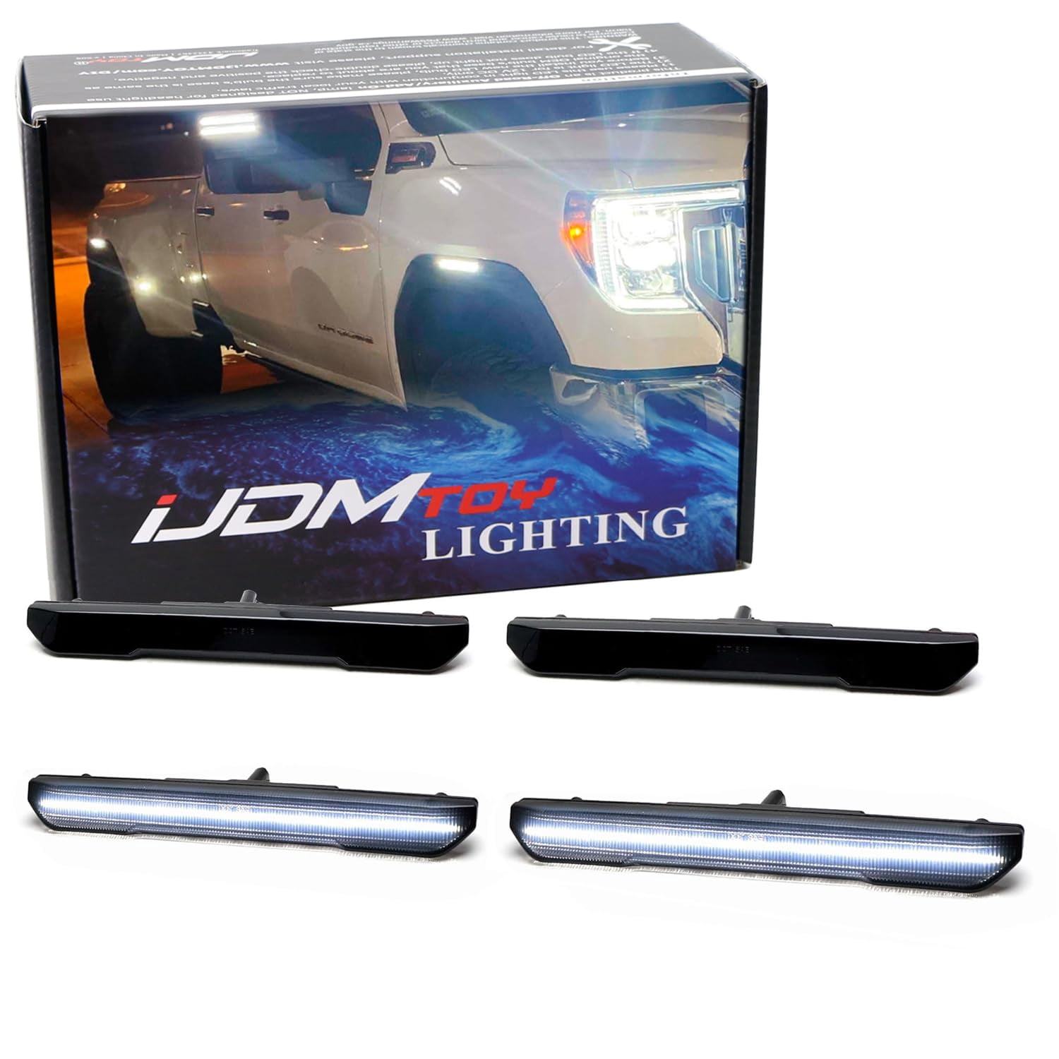 Dark Smoked Lens Xenon White Full LED Wheel-Well Fender Side Marker ...