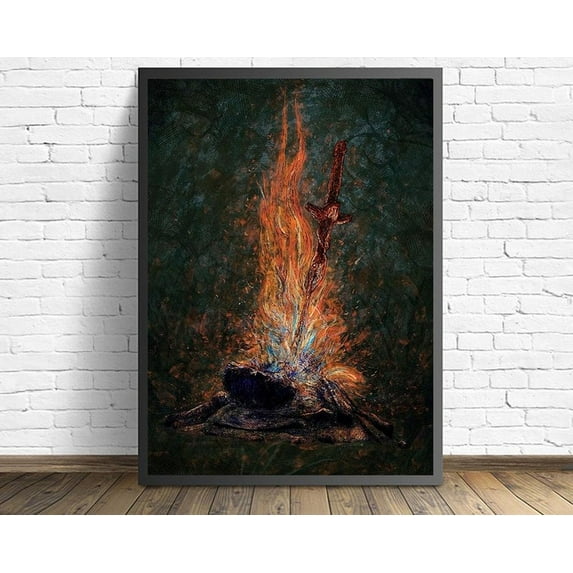 Dark Souls Bonfire Poster Wall art Canvas Painting Living Room Home ...