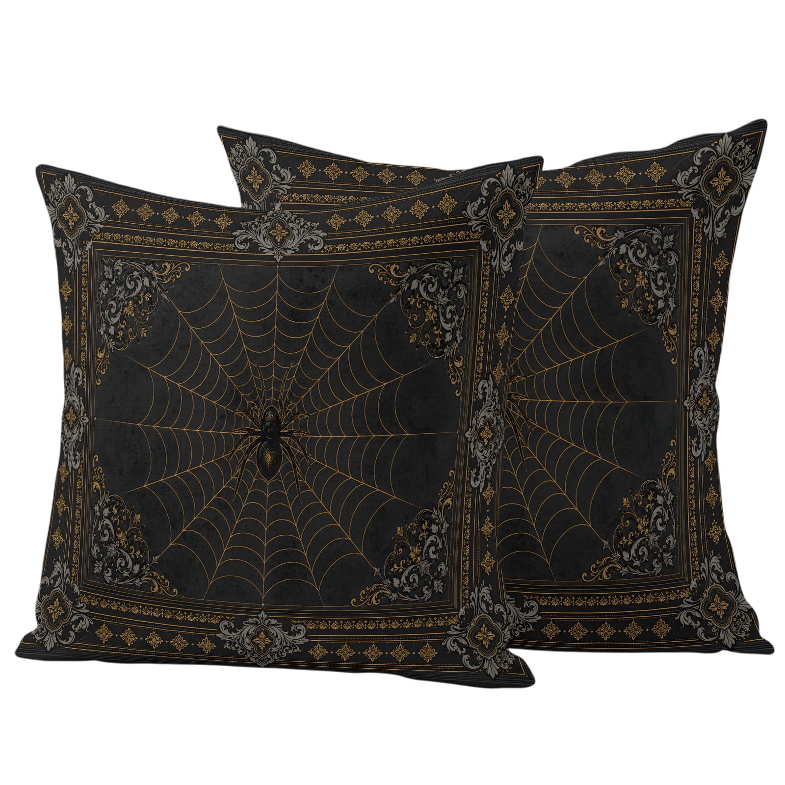 Dark Spiders Outdoor Pillow Covers Set of 2 Vintage Brown Web Insects ...