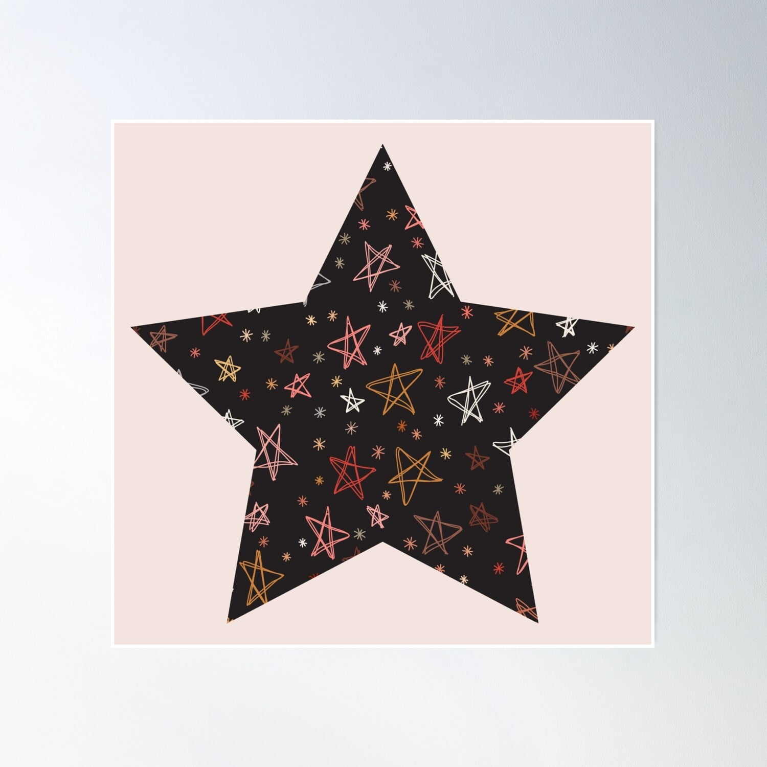 Dark Star With Orange And Mustard Poster Wall Art, Modern Wall Decor ...