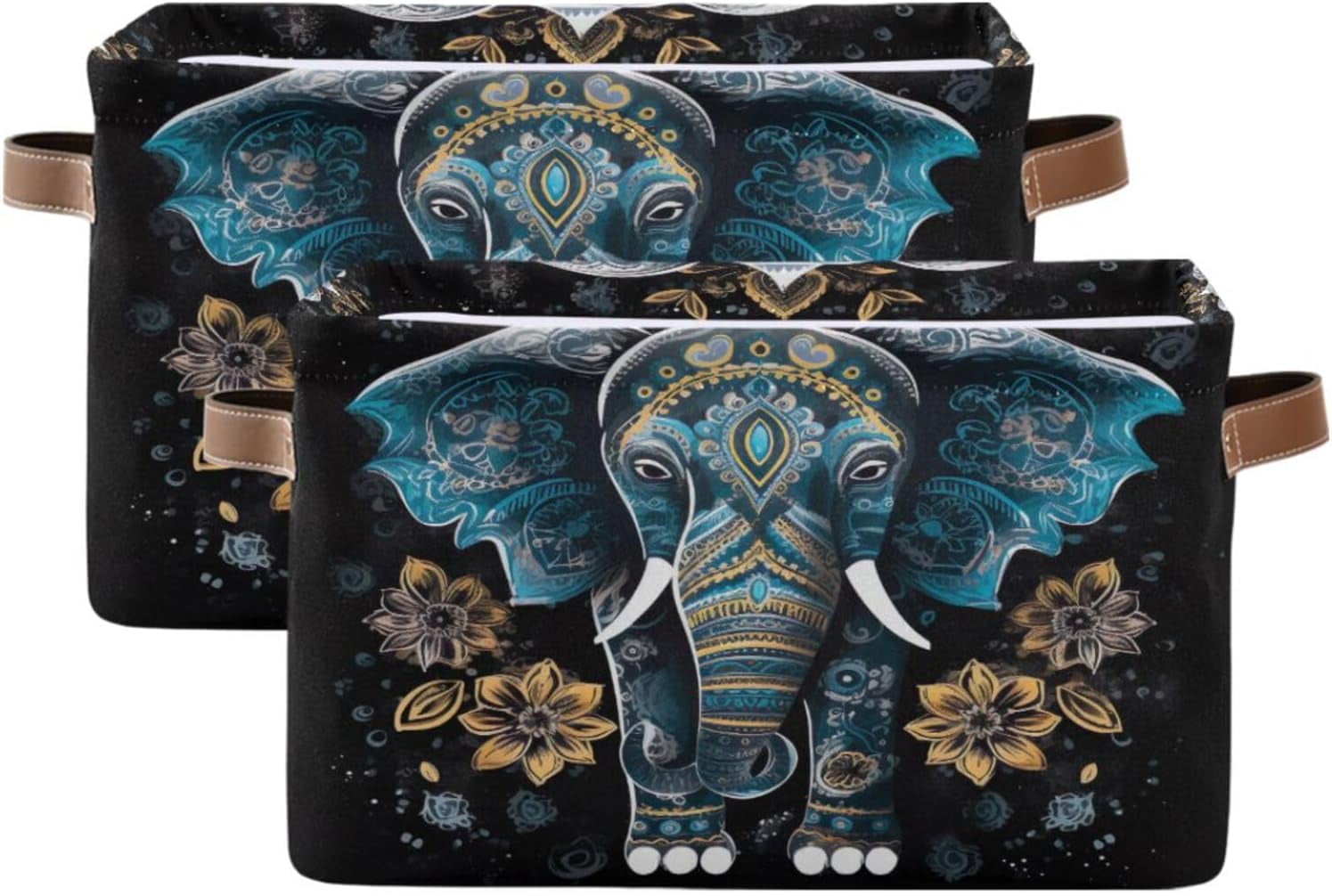 Dark Style Elephant Foldable Storage Basket for Shelves, Collapsible ...