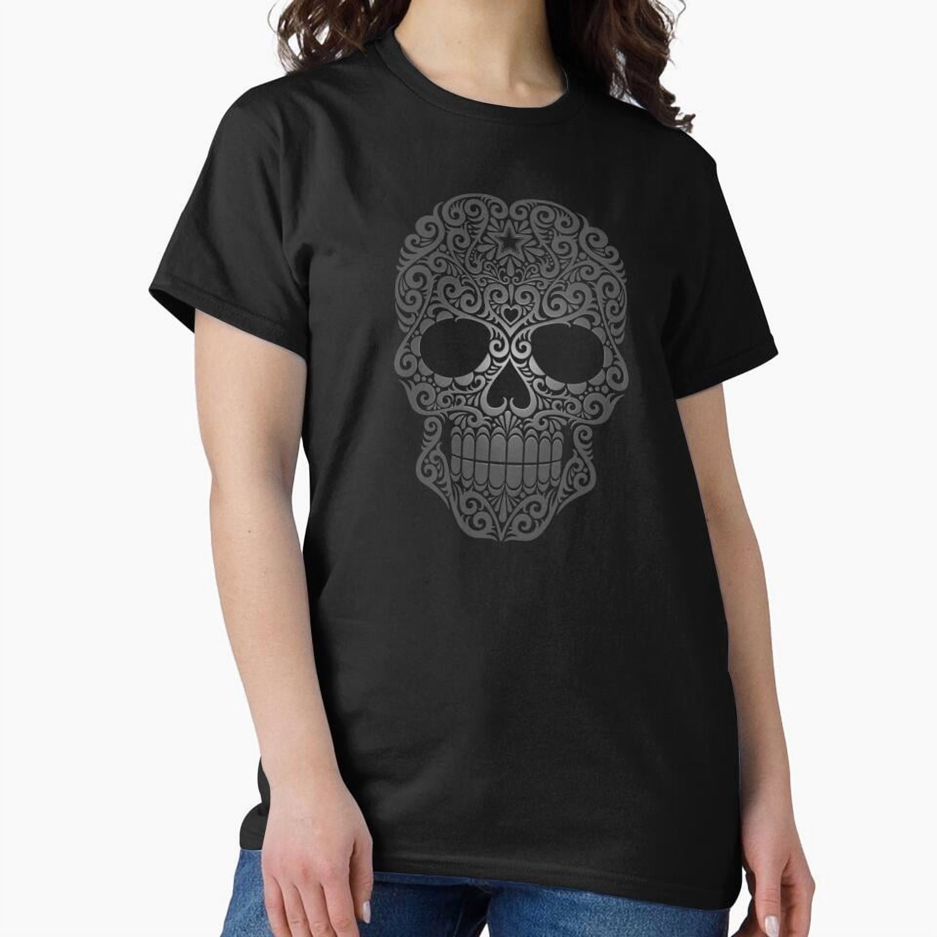 Dark Swirling Sugar Skeleton Head Abstract Art H46312 Unisex T-Shirt ...