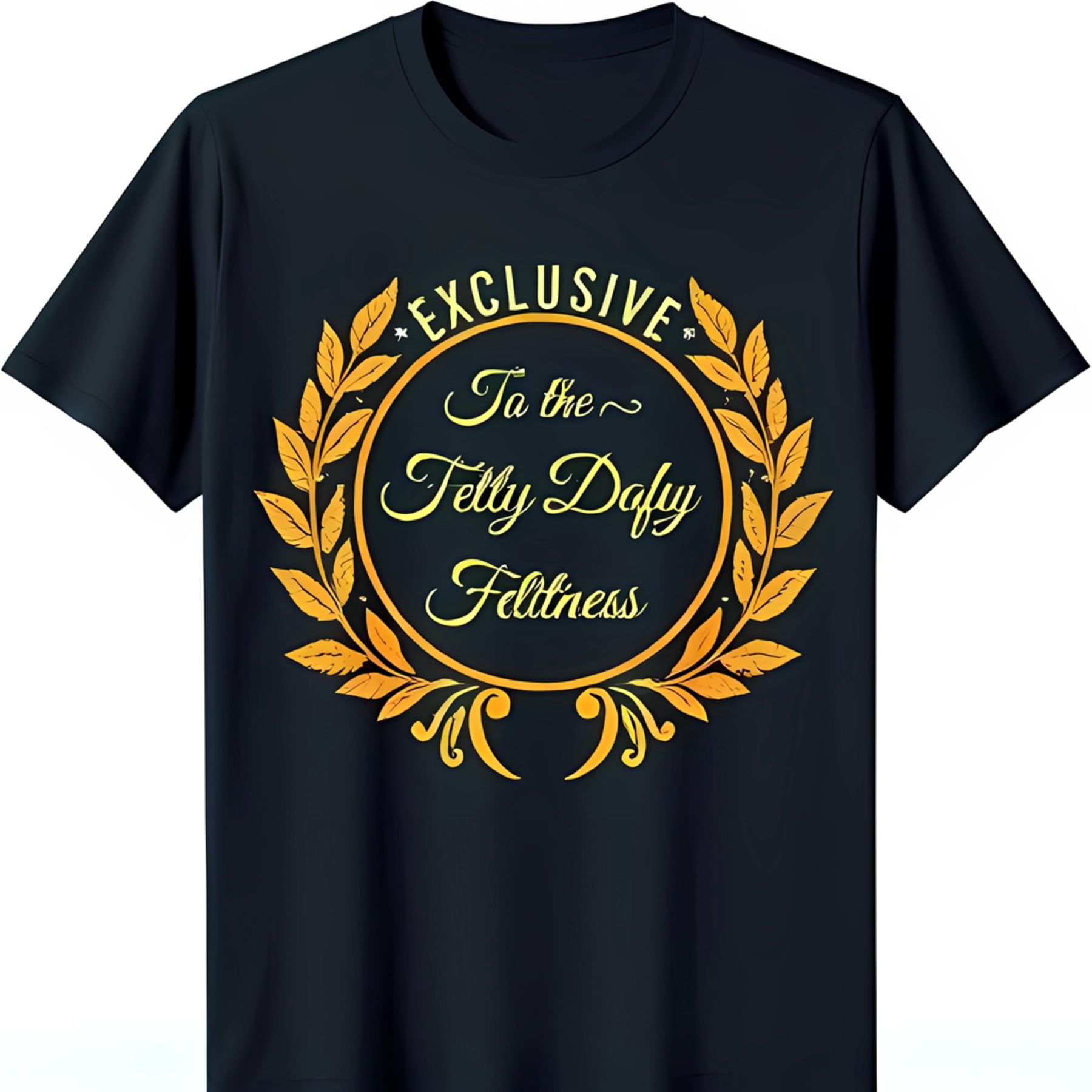 Dark T-Shirt with Gold Laurel Wreath & Cursive Graphic - Walmart.com