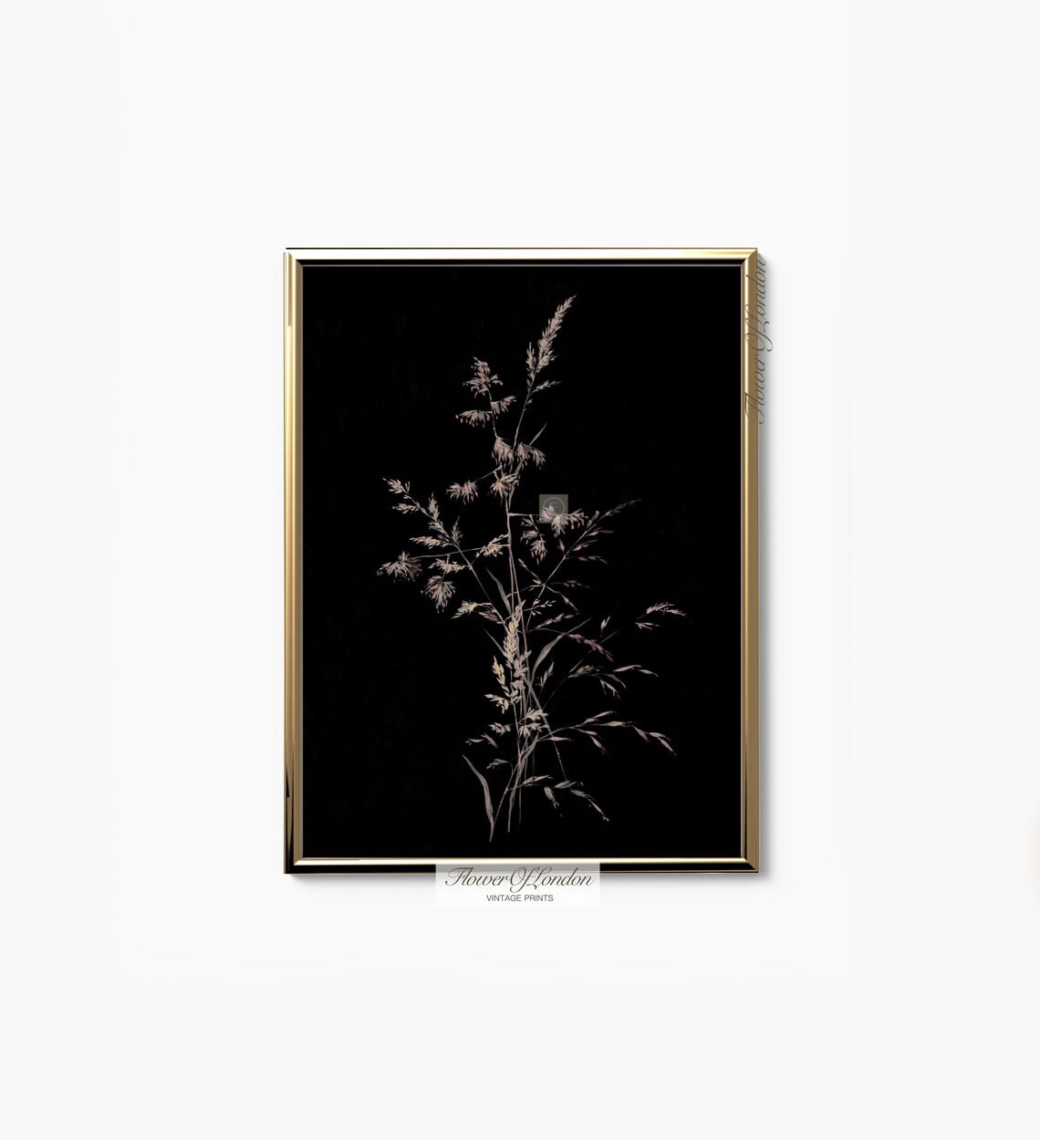Dark Tall Grass Print Vintage Autumn Dark Black Moody, Unframed Canvas ...