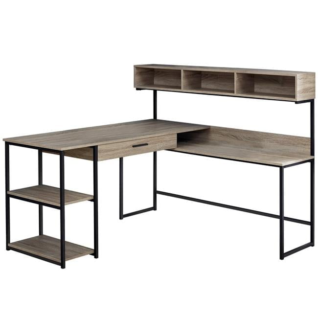 Dark Taupe & Black Metal Corner Computer Desk - Walmart.com