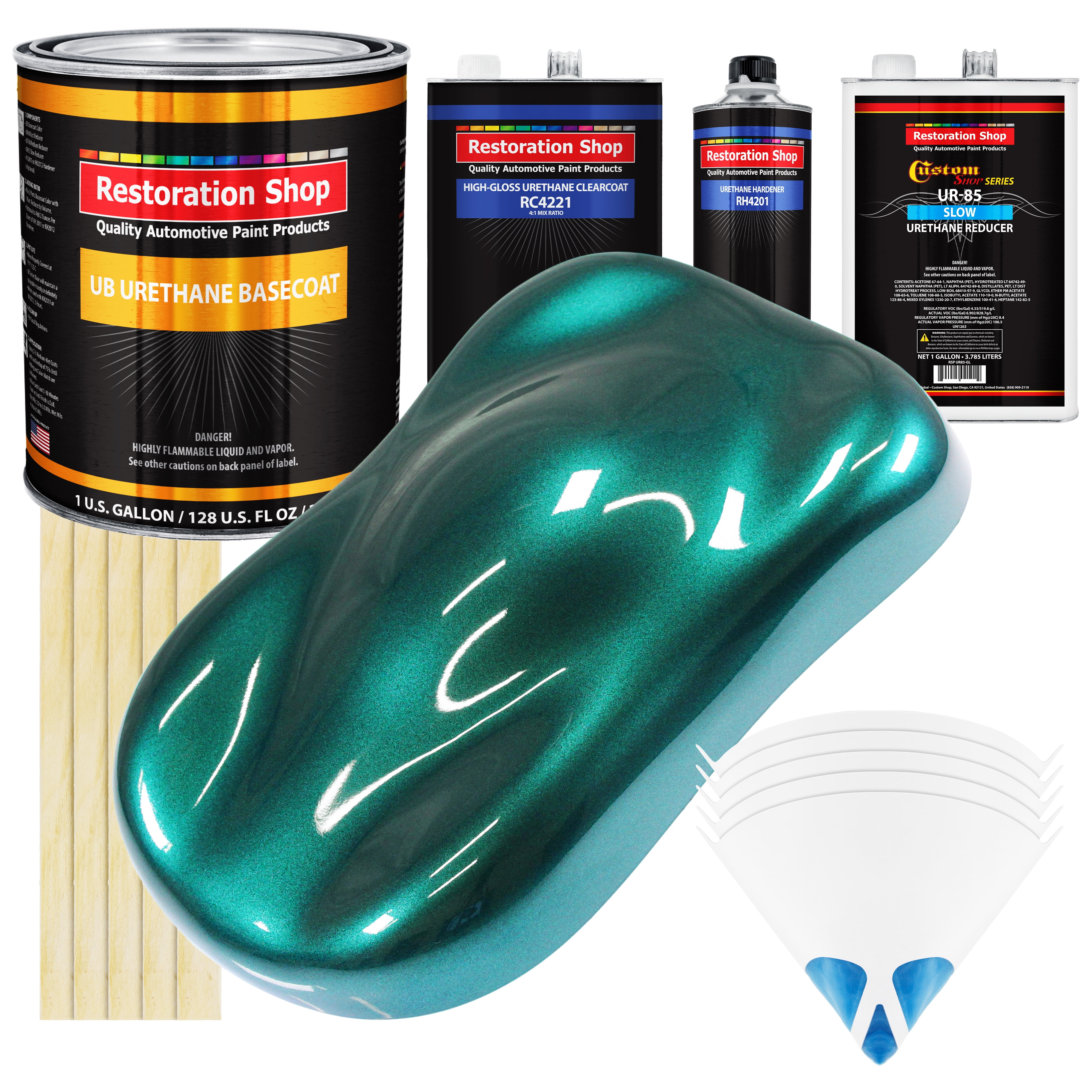 Dark Teal Metallic SLOW 1 Gallon Auto Car Paint Kit URETHANE BASECOAT ...