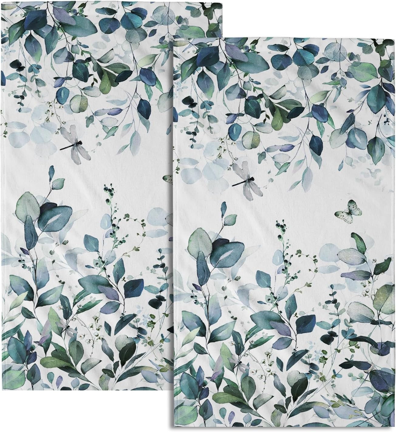 Dark Turquoise Eucalyptus Leaves Hand Towels Spring Turquoise Blue ...