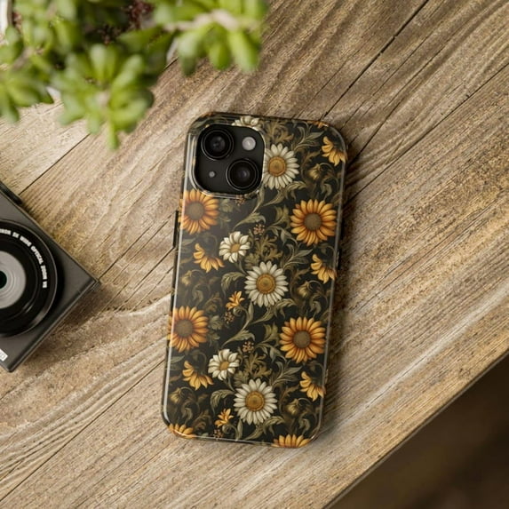 Dark Vintage Medieval Sunflower Phone Case for iPhone 12-17 Pro Max ...