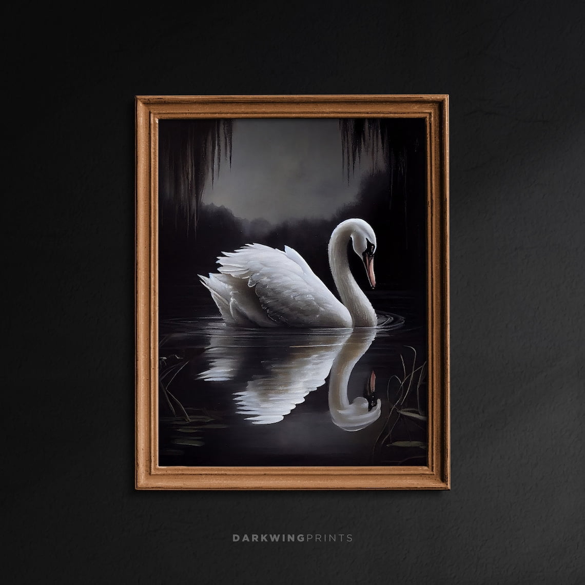 Dark Vintage White Swan Able Print, Moody Antique Swan, Witchy ...