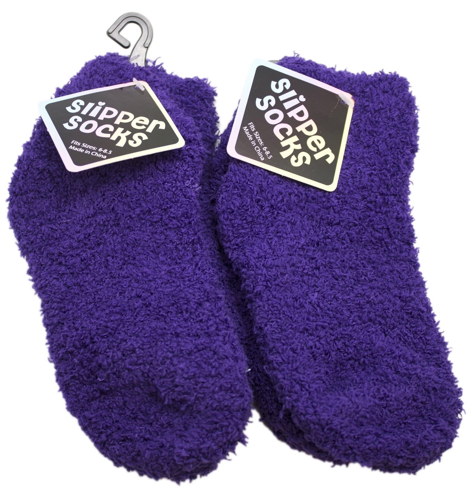 Dark Violet Colored Fuzzy Slipper Socks (2 Pairs, Size 6-8.5) - Walmart.com