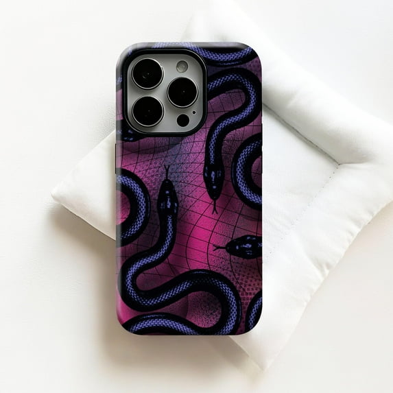 Dark Viper Pink Purple Grid Serpent Phone Case with iPhone 17 11 12 13 ...