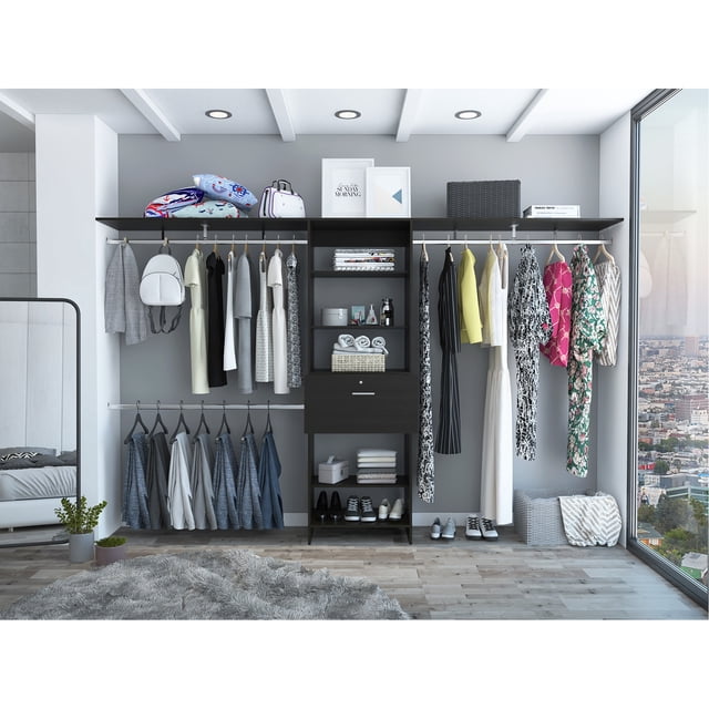 Dark Walnut 1 And 4-shelf Closet - Ample Space For Storage System In ...