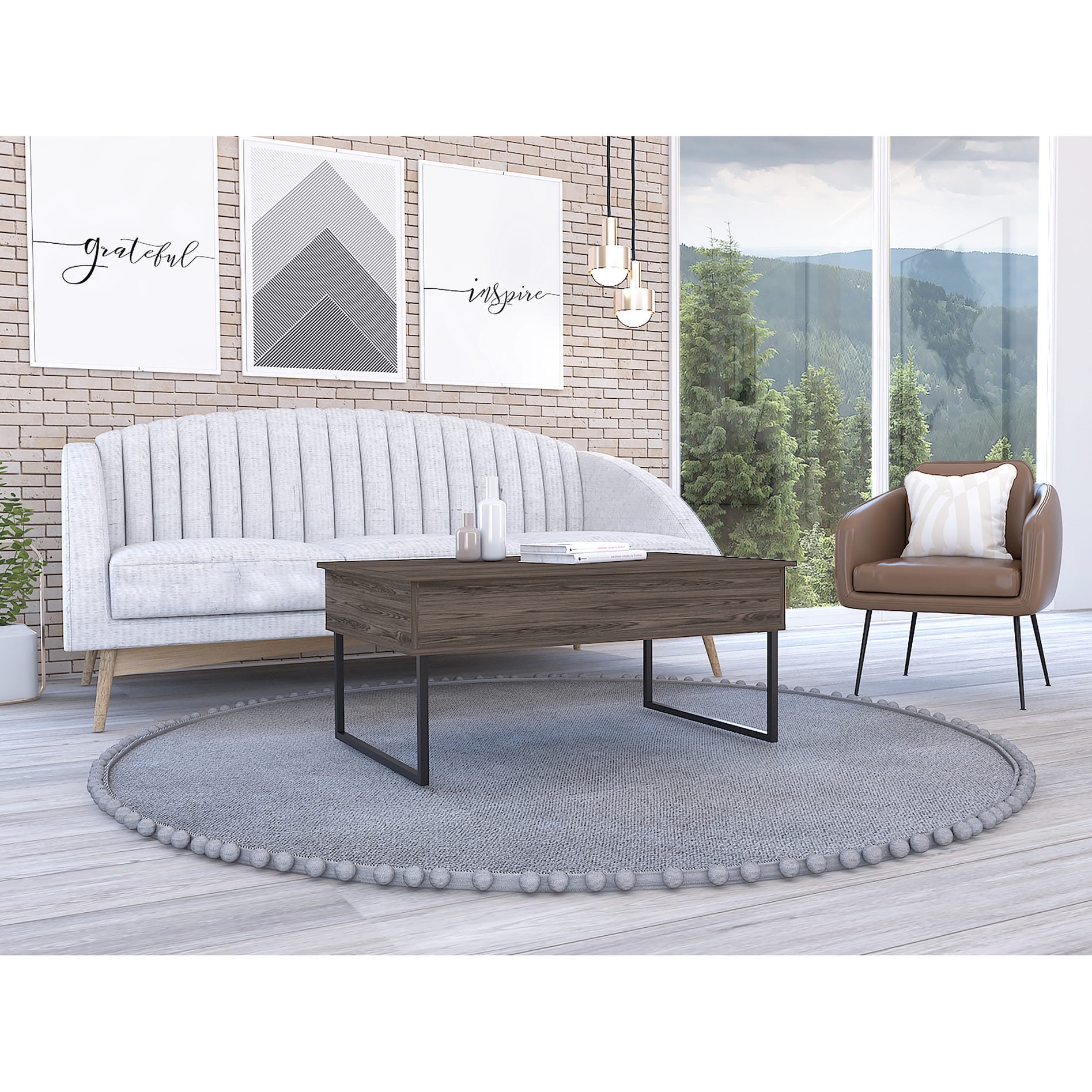 Dark Walnut Appeal, Particle Board Material - Lift Top Coffee Table for ...
