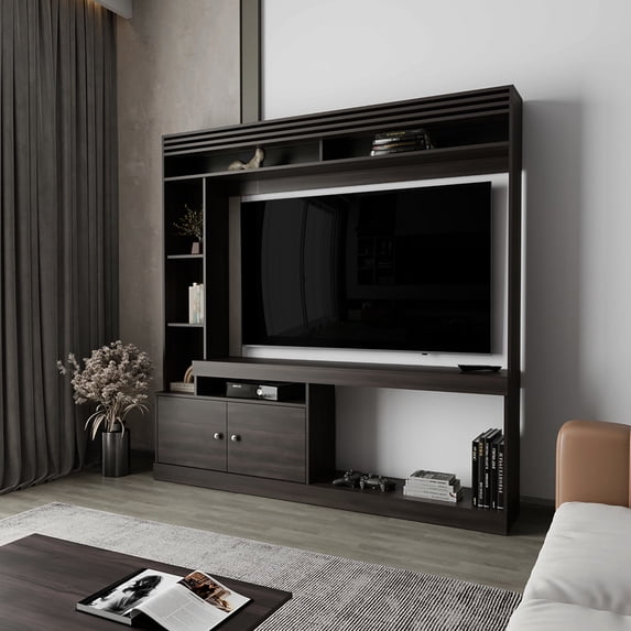 Dark Walnut Entertainment Center | Ideal for Book and Console Storage ...