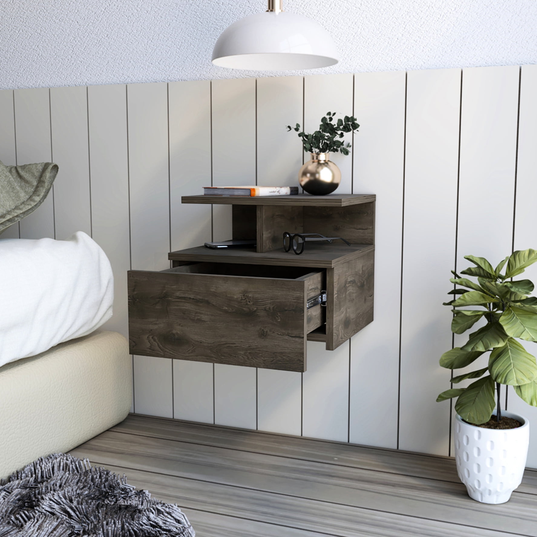 Dark Walnut Finish Particle Board - Single Drawer Storage - Versatile ...