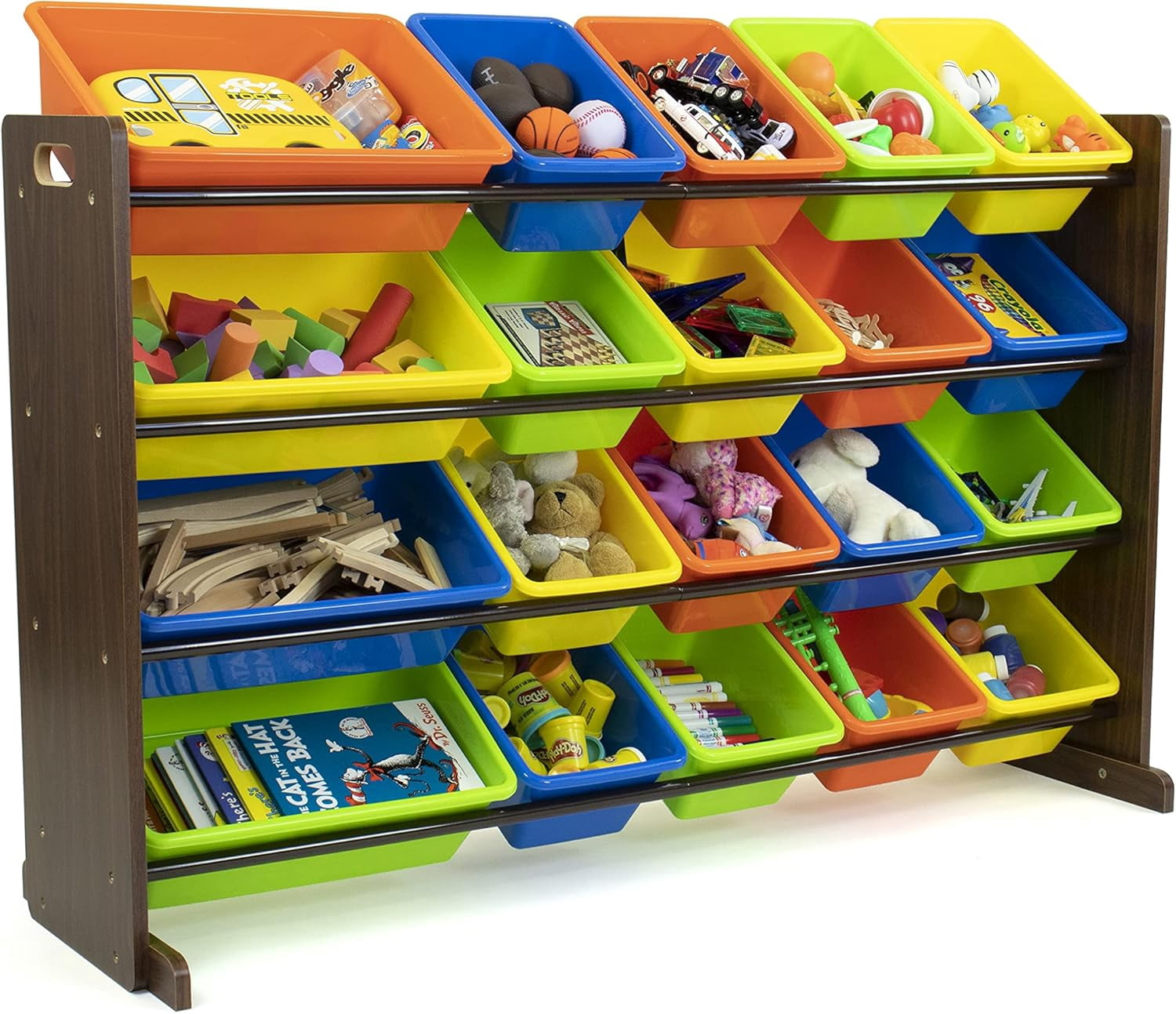 Dark Walnut/Neon Multi Kids Toy Storage Organizer - Walmart.com