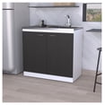 Dark Walnut Utility Sink Cabinet - 2 Door Storage, Kitchen Laundry Room ...
