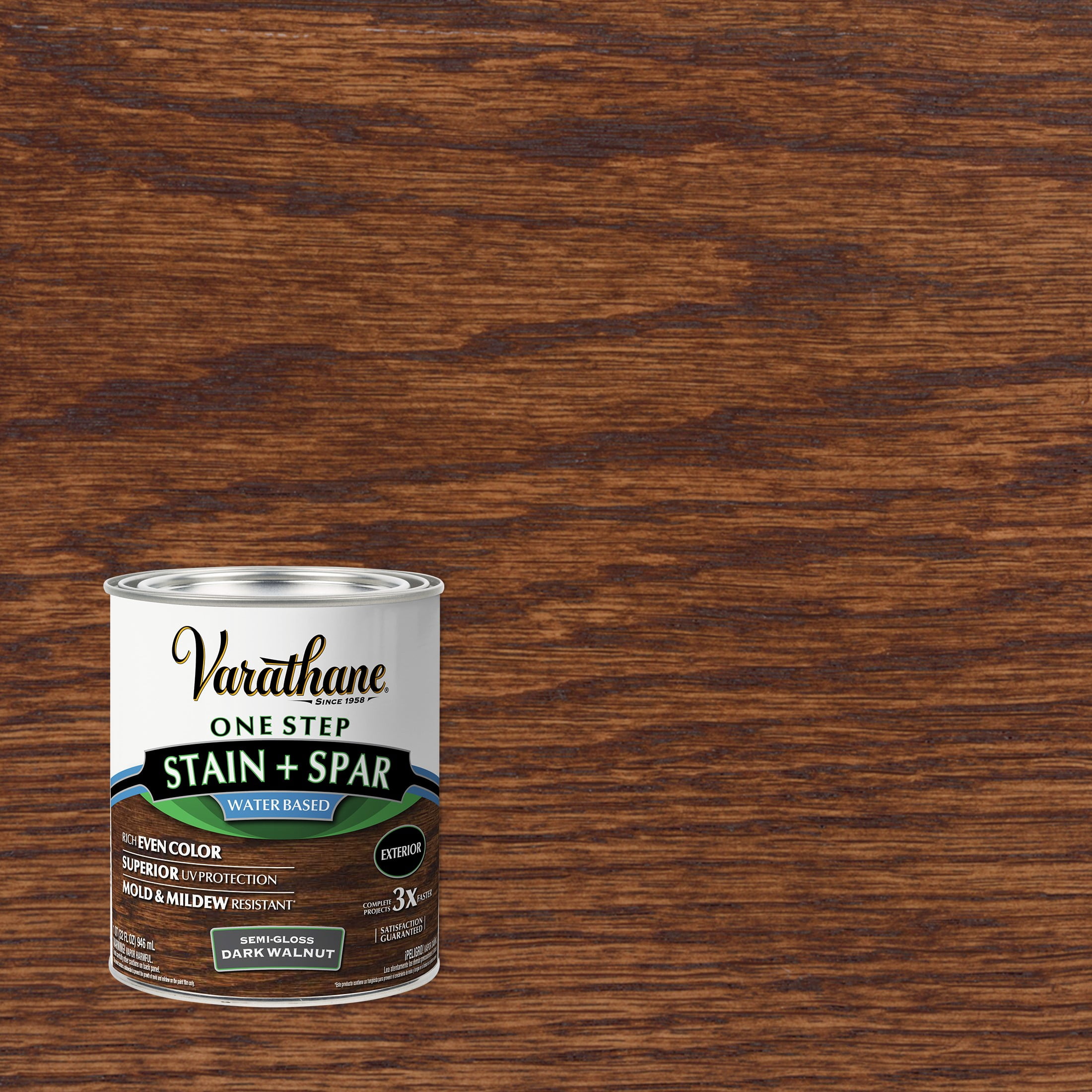 Varathane Dark Walnut One Step Wood Stain Spar Water-Based Quart for ...