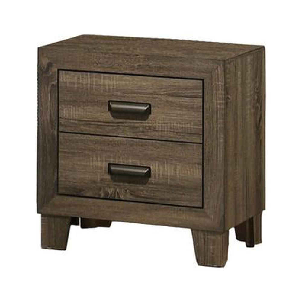 Dark Walnut Wood Bedroom Nightstand with 2 Drawers - Walmart.com