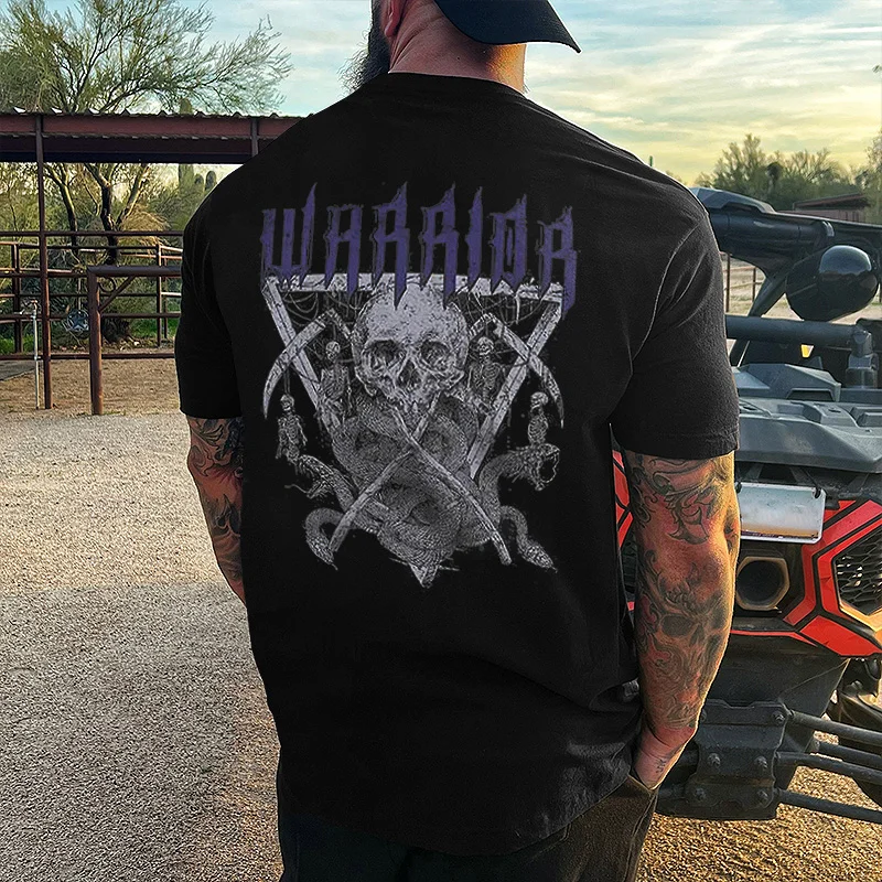 Dark Warrior Skull & Serpents Graphic T-Shirt | Heavy Metal Gothic ...