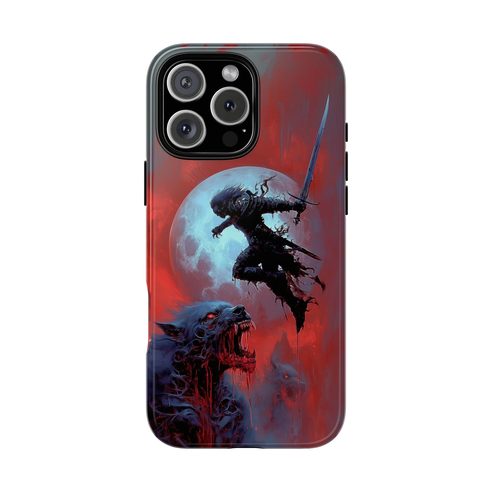 Dark Warrior Werewolf Night Battle Case for iPhone 17 through 11 Pro ...