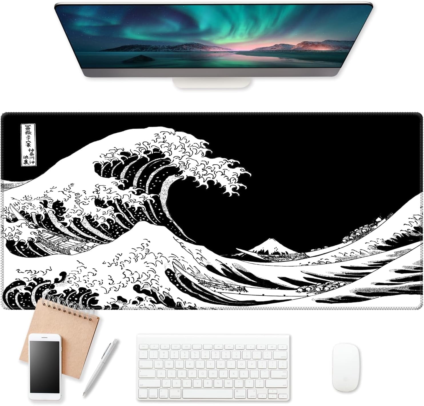 Dark Wave Large Gaming Mouse Pad (35.4×15.7 in, 3mm Thick), Non-Slip ...