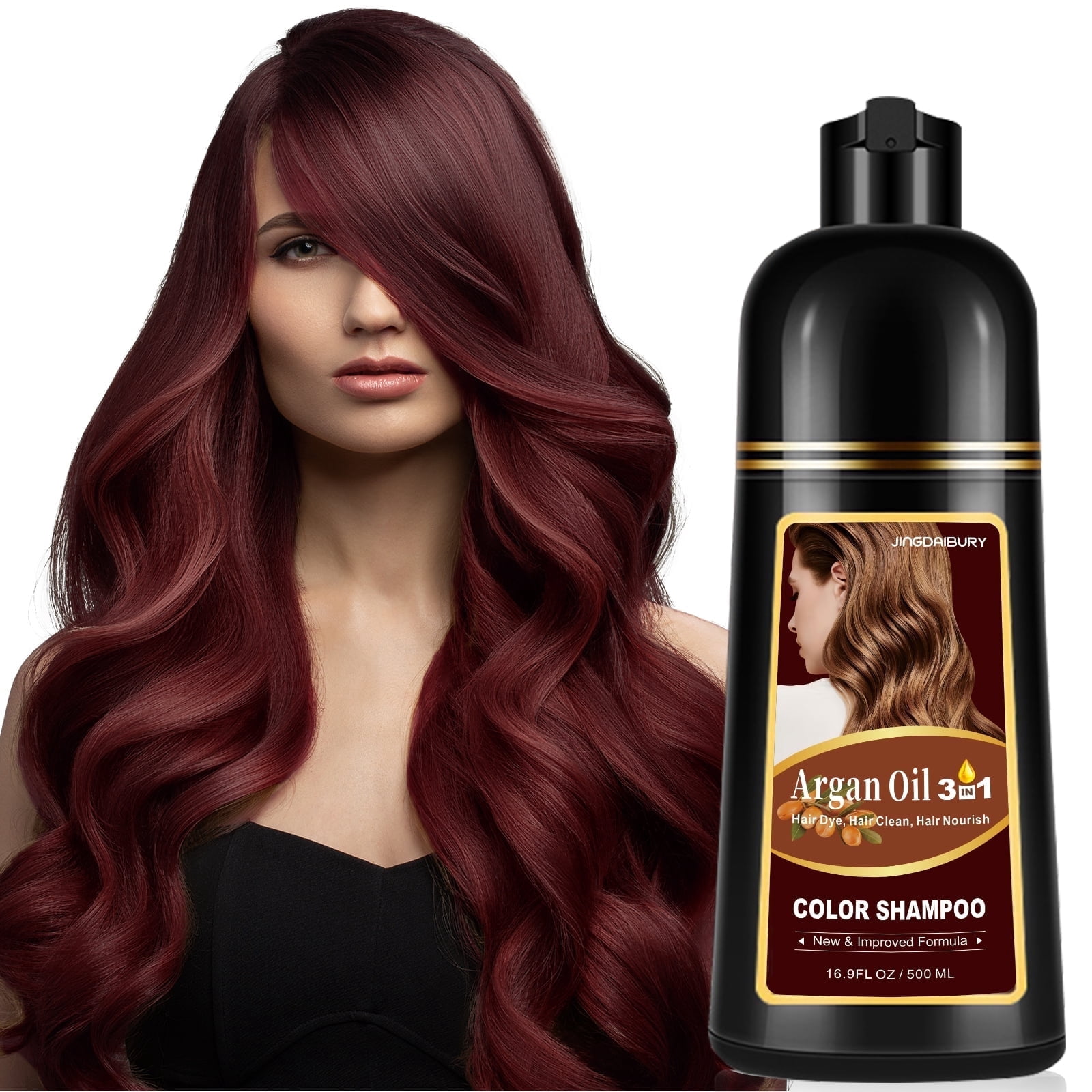 Dark Wine Red Hair Coloring Shampoo with Argan Oil for Gray Hair ...