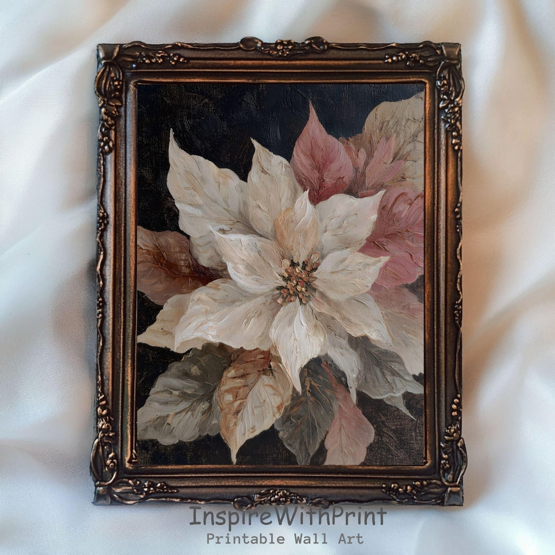 Dark Winter Floral Botanical Art, Winter Print, Winter Art, Vintage ...