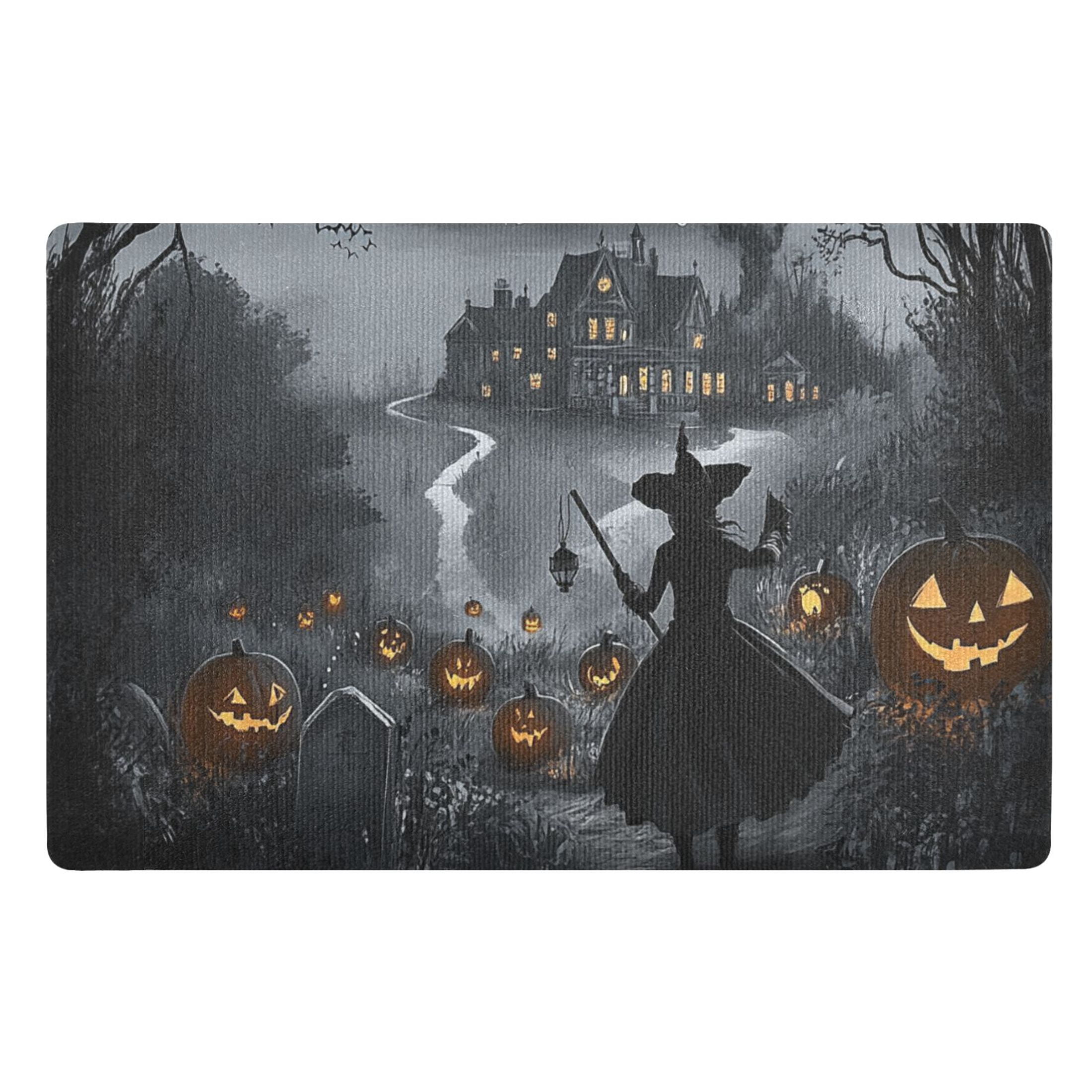 Dark Witch and Haunted House Floor Door Mat Outdoor Indoor for Home ...