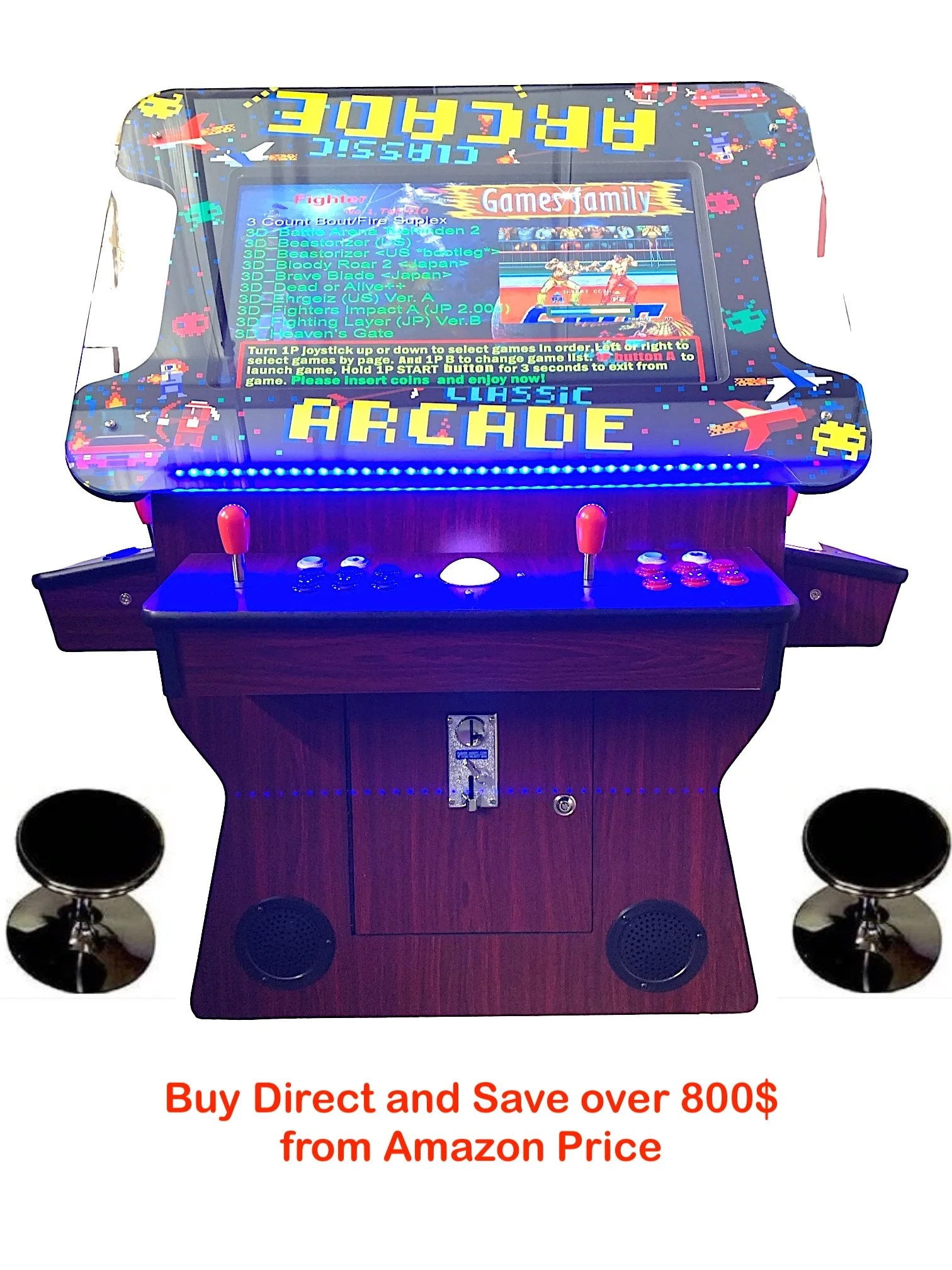 Dark Wood Cocktail Arcade Machine 3505 Games Tilt Up Retro Multi-cade ...
