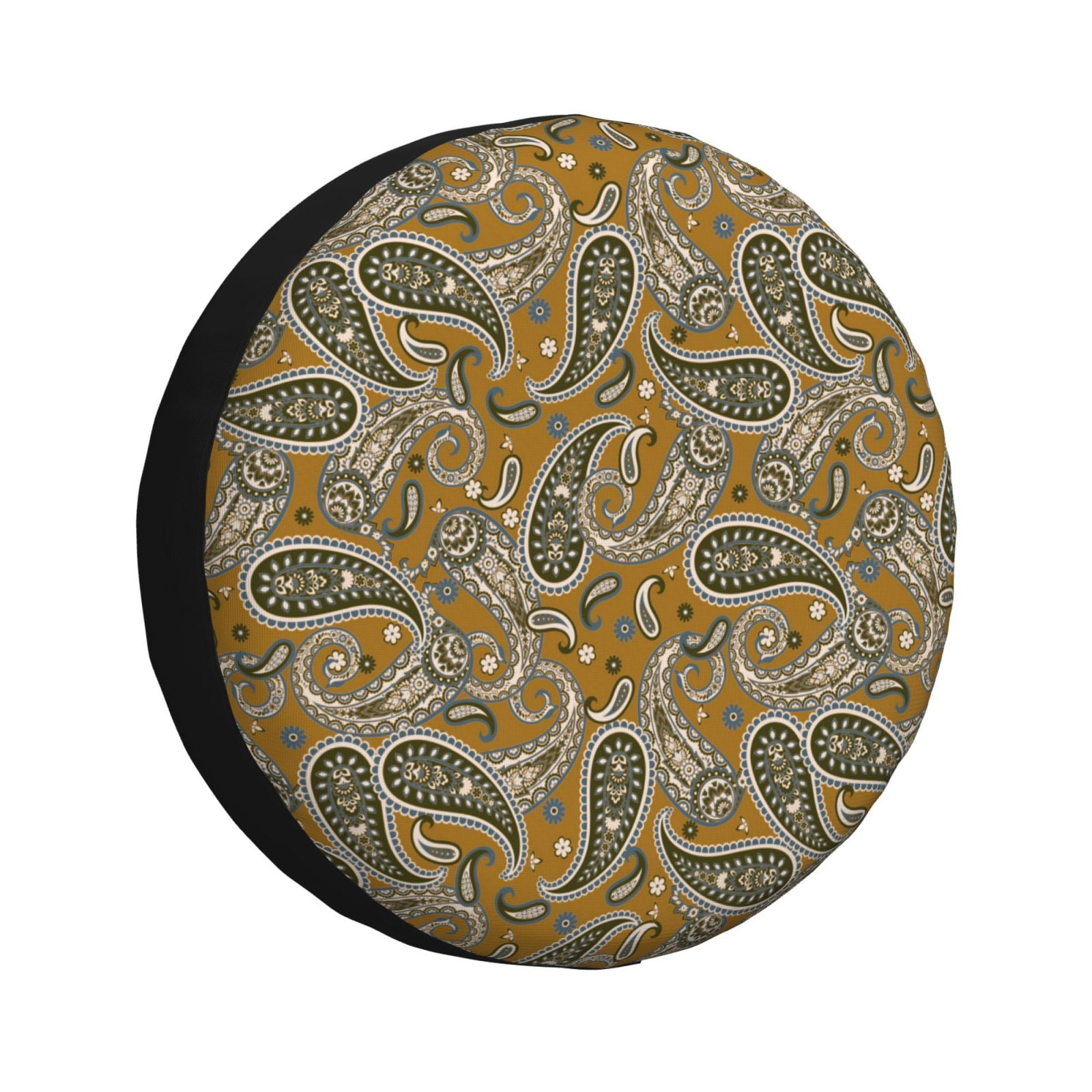 Dark Yellow Green Paisley Spare Tire Cover for Trailer Camper RV Truck ...