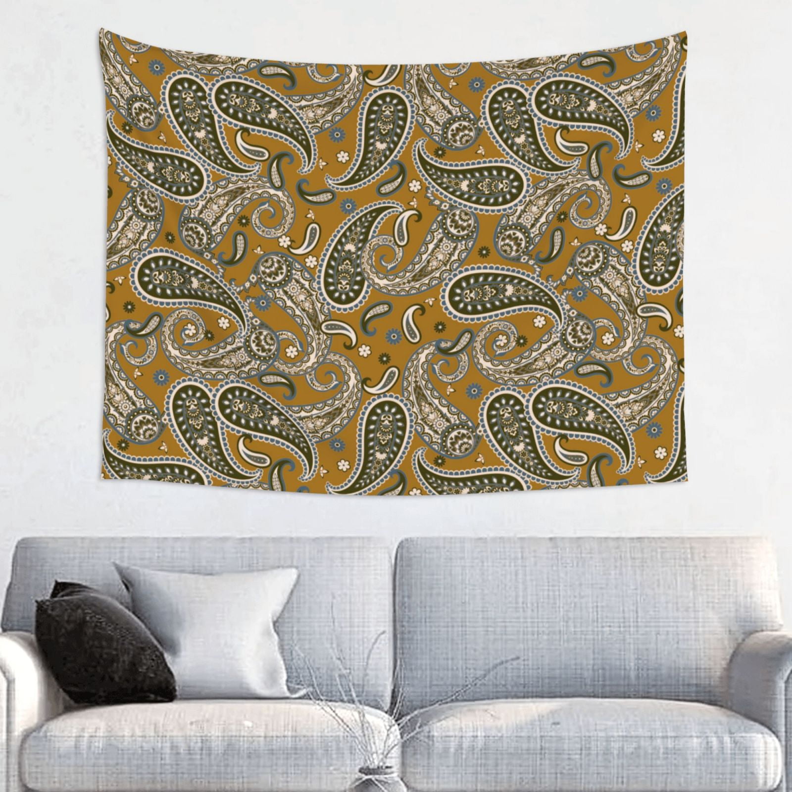 Dark Yellow Green Paisley Tapestry Home Decor Tapestry Wall Hanging ...