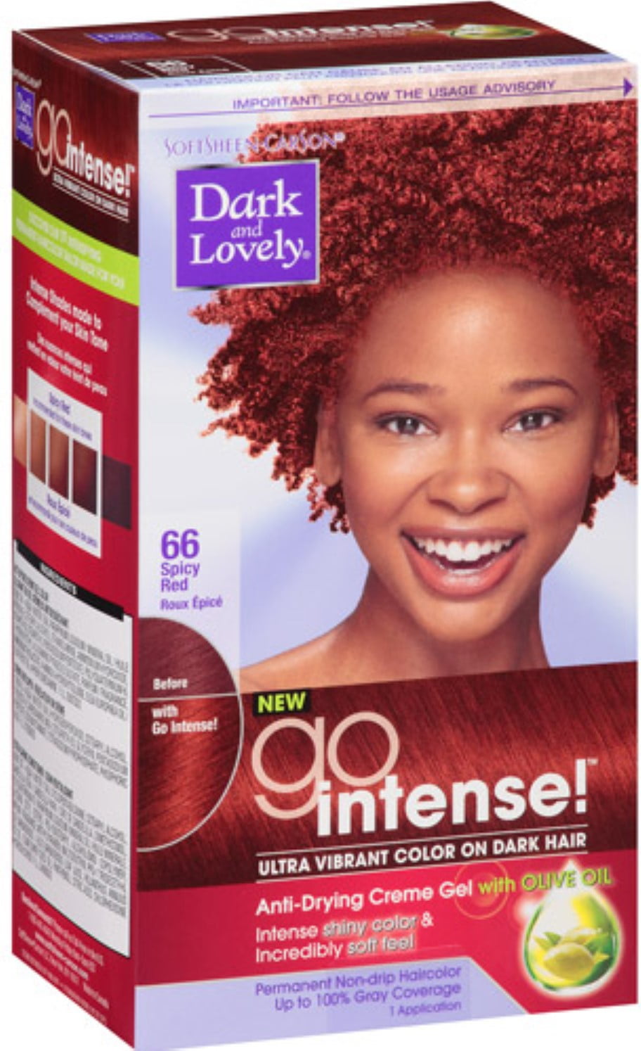 Dark and Lovely Go Intense! Hair Color No.66, Spicy Red, 1 ea (Pack of ...