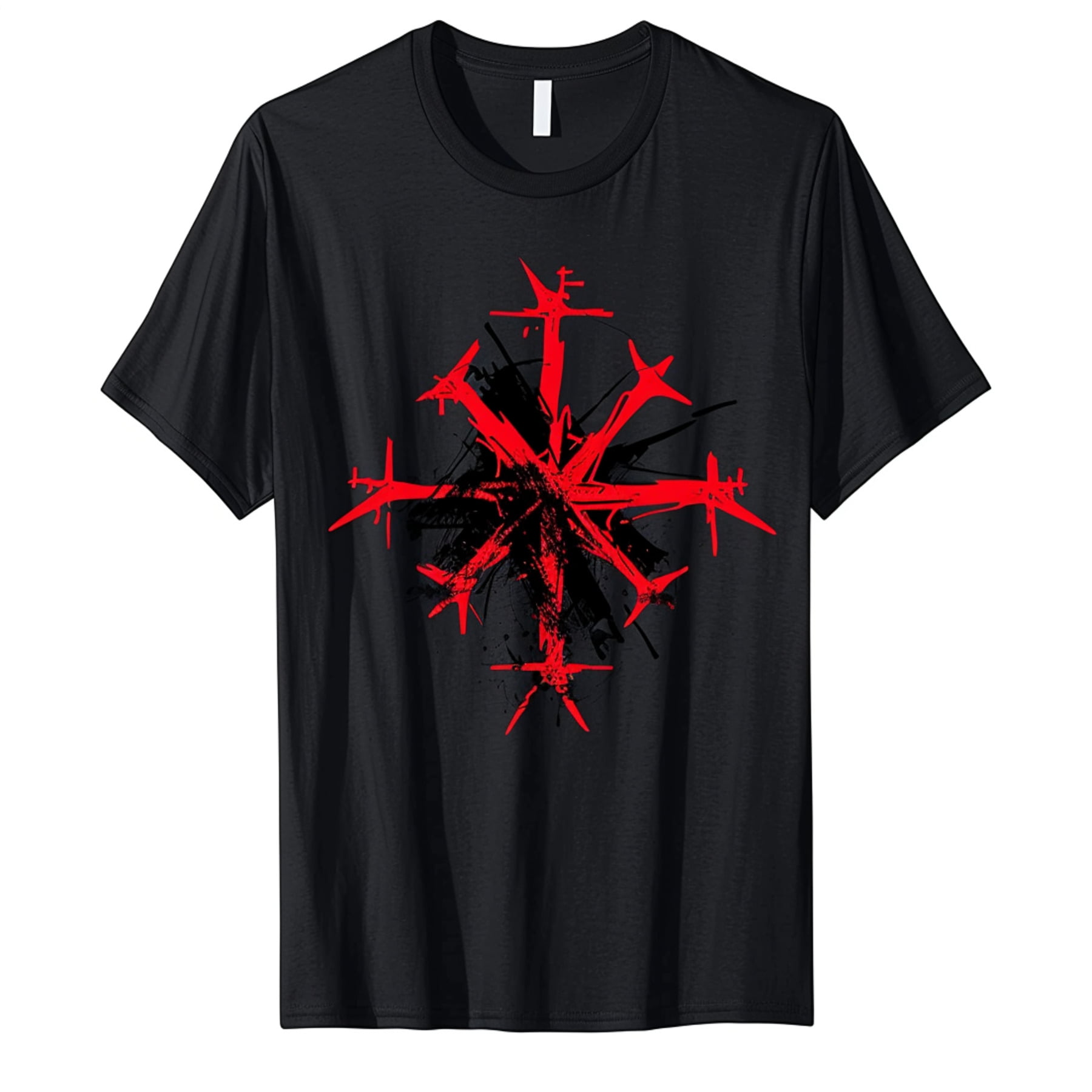 Dark and Mysterious Black Tee with Red Demonic Runes Occult Artist ...