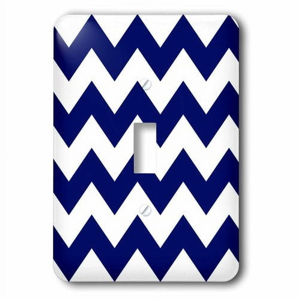 3dRose, Dark blue and white chevron pattern, single toggle switch ...