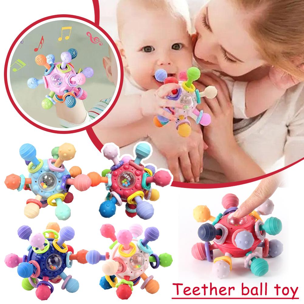 Dark blue bag baby hand bell toy Manhattan finger ball soft rubber ball ...