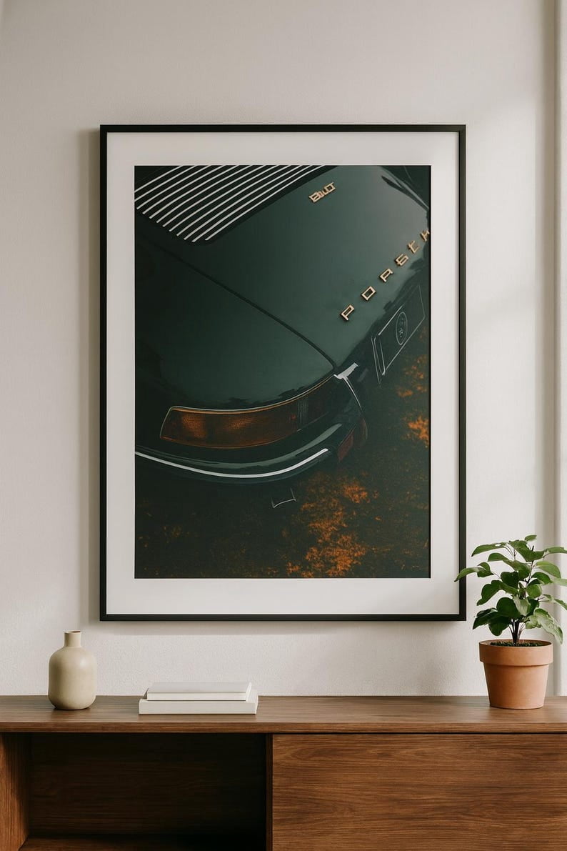 Dark green Porsche 911 vintage sports car photography poster Wall Art ...