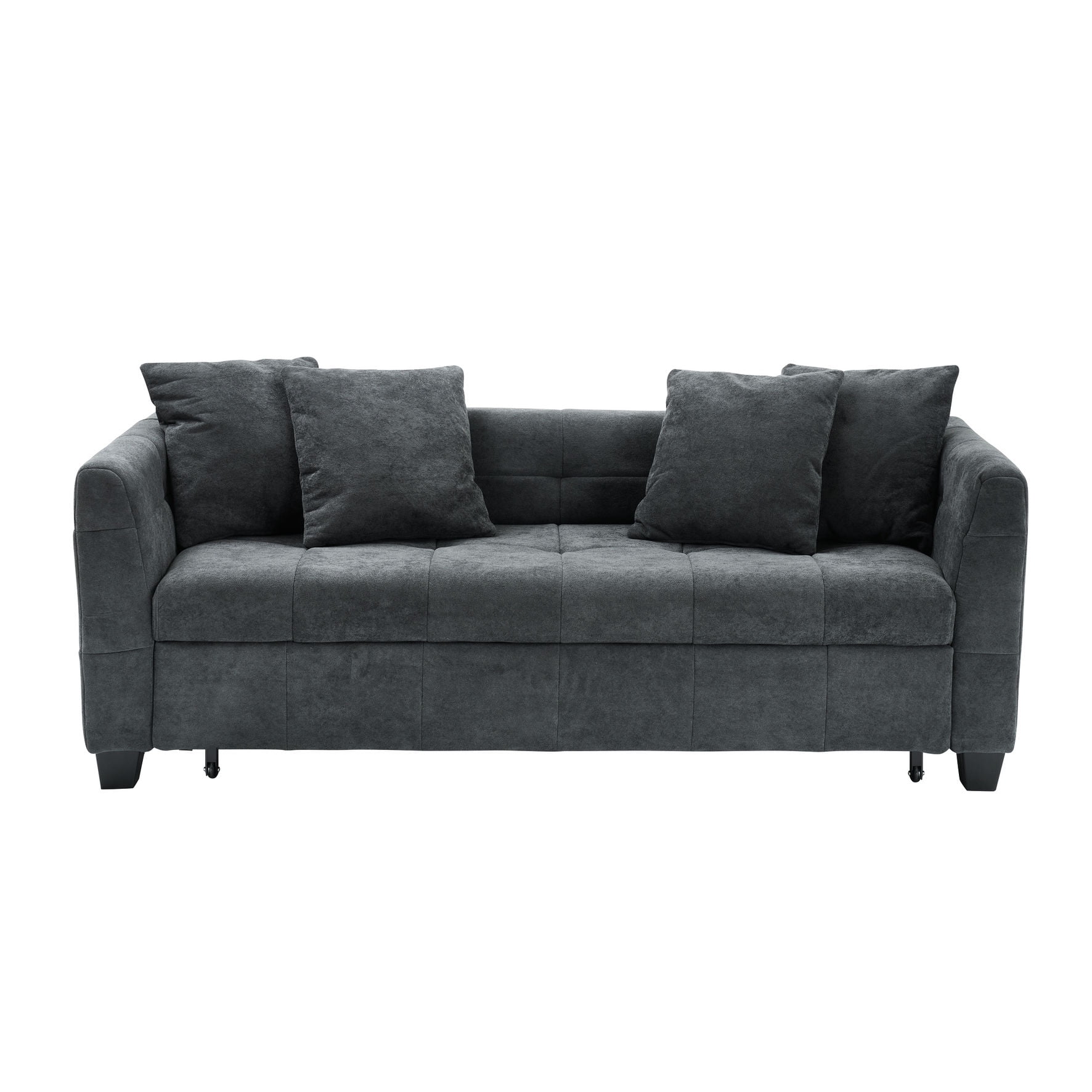 Dark grey cloud velvet fabric - Convertible sofa bed design - Overnight ...