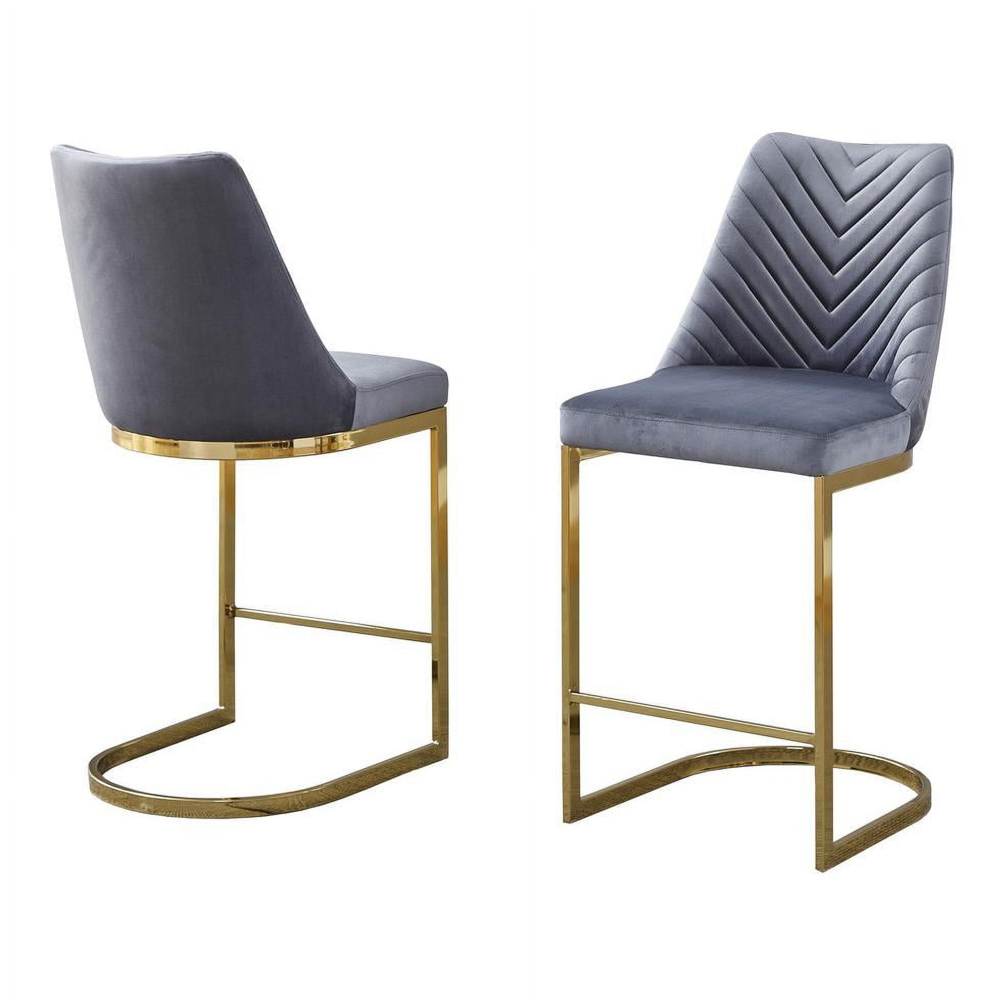 Dark grey counter height chairs with gold chrome base (Set of 2 ...