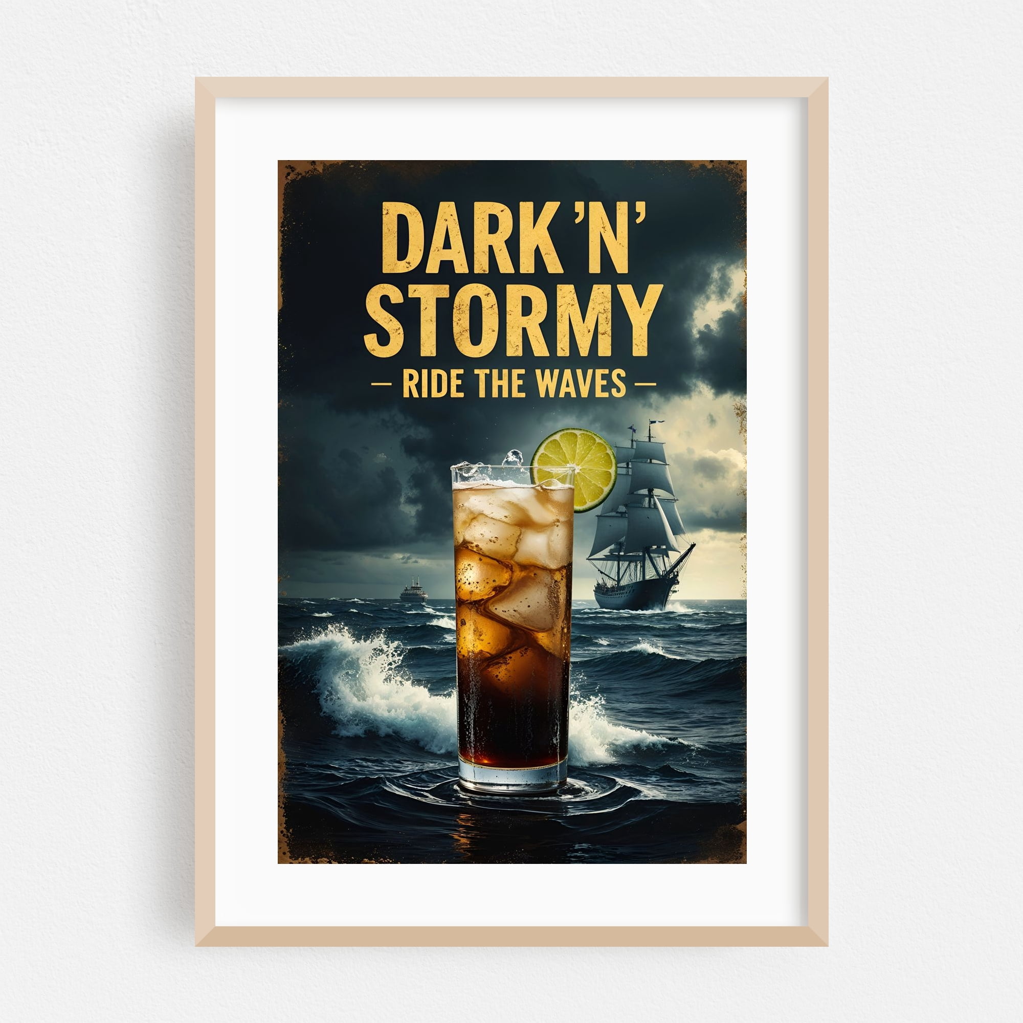 Dark 'n' Stormy Cocktail Poster: Vintage Nautical Vibes - Illustration ...