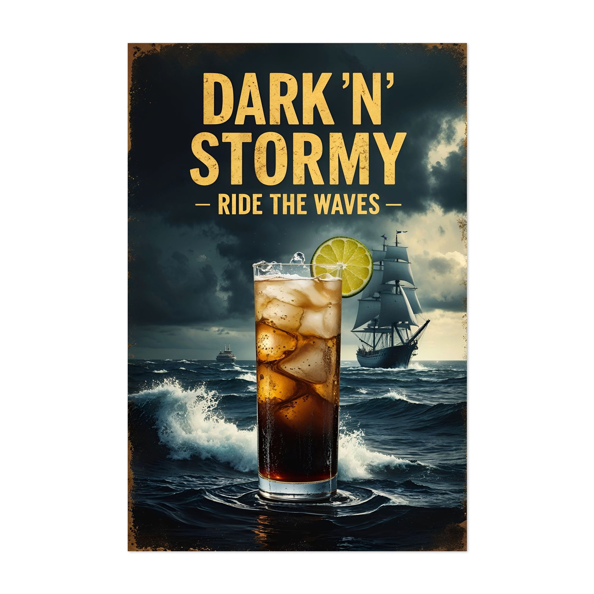 Dark 'n' Stormy Cocktail Poster: Vintage Nautical Vibes - Illustration ...